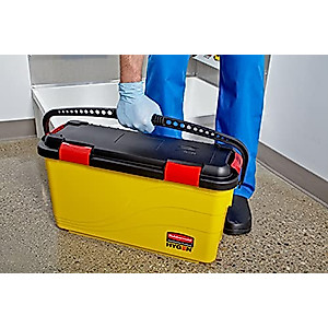 Rubbermaid Commercial Products FGQ95088YEL HYGEN Storage and Charging Bucket for Microfiber Mops Yellow, 12.5" x 8.8" x 25.8"