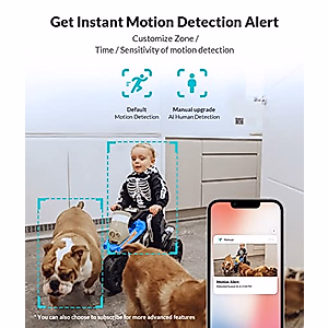 NETVUE Indoor Camera, 1080P FHD 2.4GHz WiFi Pet Camera, Home Camera for Pet/Baby, Dog Camera 2-Way Audio, Indoor Security Camera Night Vision, AI Human Detection, White, Pack of 2