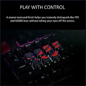 ASUS ROG Gaming Keycap Set - Textured Side-Lit Design for FPS & MOBA Gaming | Accurate Keypress with Strong Grip | Compatible with Cherry MX Switches | Includes Keycap-Puller Tool for Easy Installatio