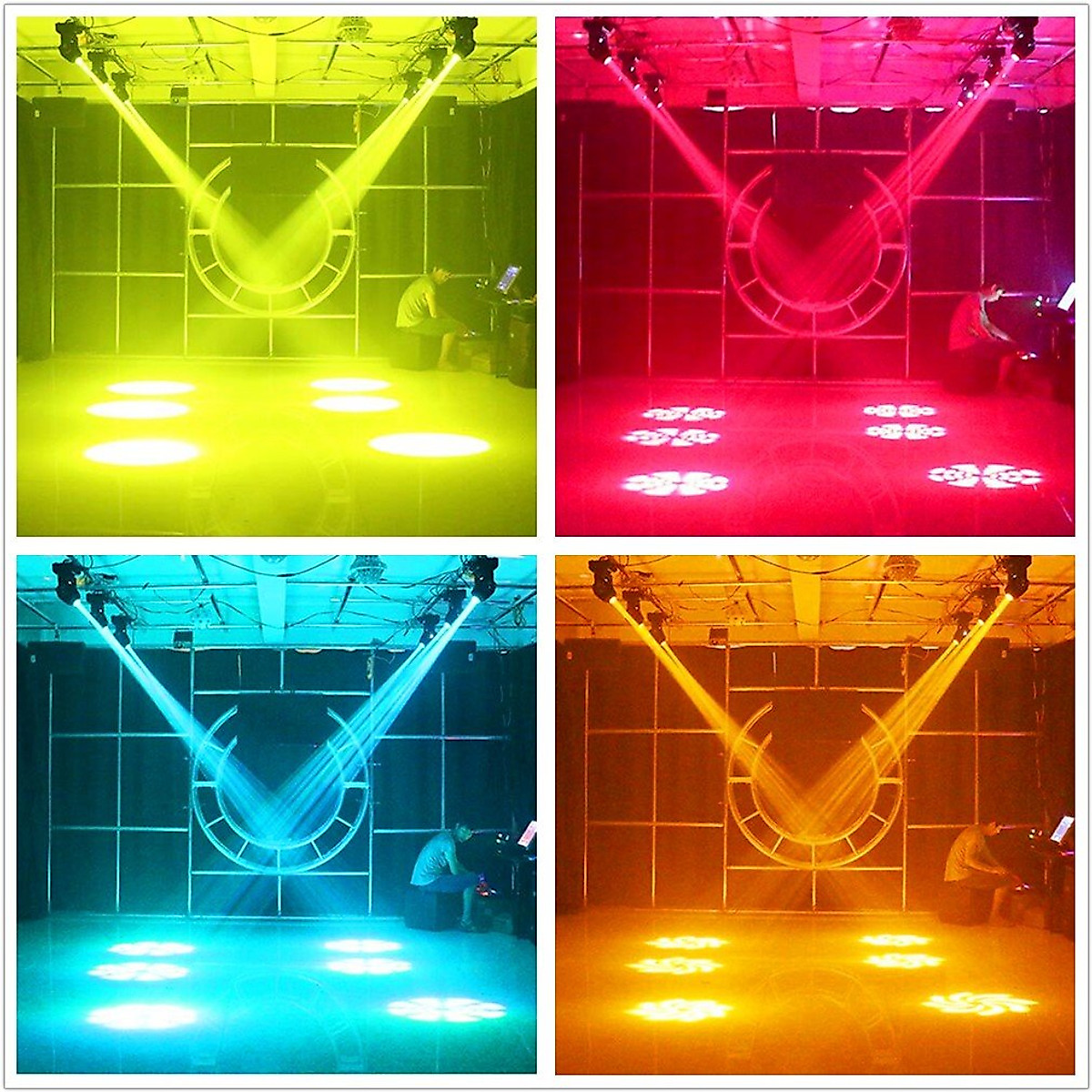 60W Moving Head Lights 6 IN1 DMX-512 16/18 Channels Stage Lighting Sound Activated Spotlight RGBW+Amber+UV for Party KTV Pub Bar Disco Dj Show Wedding Ceremony (60W+LED-2Pack)