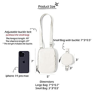 ODODOS Unisex Crossbody Bag with Removable Small Pouch Adjustable Belt Bag for Cell Phone Travel Workout Running Hiking, White