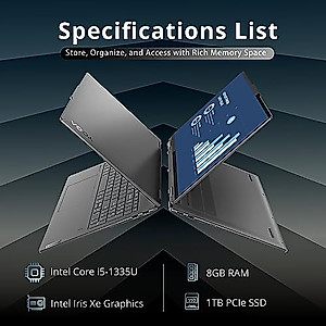 Lenovo Yoga 7i 16" WUXGA 2-in-1 Touchscreen Laptop, Intel Core i5-1335U, 8GB LPDDR5 RAM, 1TB SSD, Backlit Keyboard, Fingerprint Reader, Intel Iris Xe, FHD Webcam, Grey, Win 11, 32GB USB Card