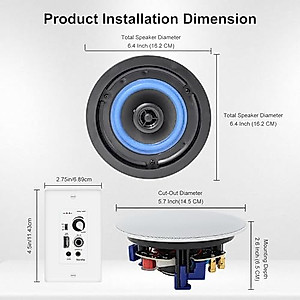Herdio 4 Inch Bluetooth Ceiling Speakers (Pairs) 160W Flush Mount in Wall Amplifier Receiver Perfect for Indoor Home & Covered Outdoor Porch