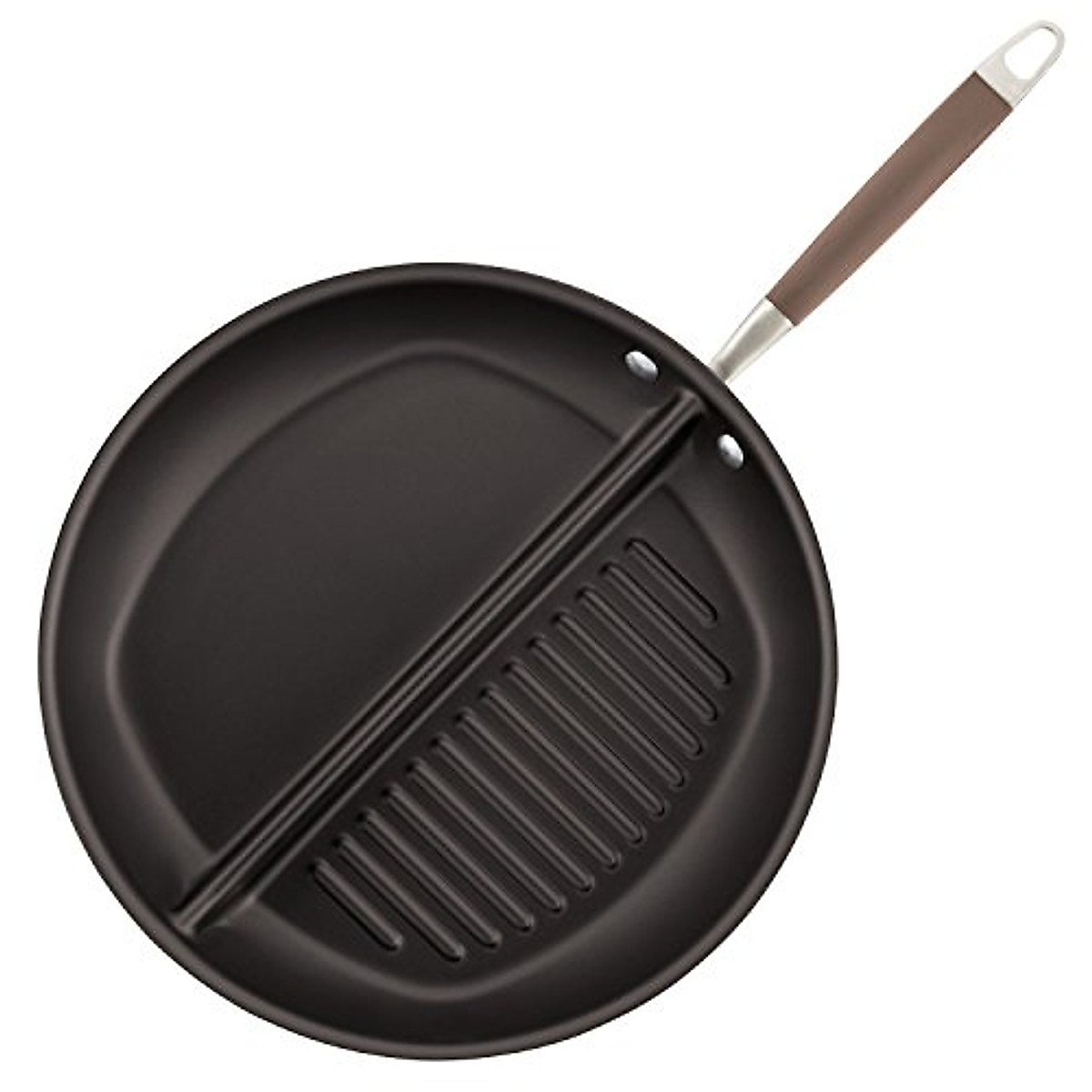 Anolon Advanced Hard Anodized Nonstick Divided Grill / Griddle Pan / Skillet - 12.5 Inch, Bronze,84122