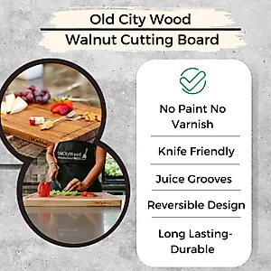 Handmade 17x13'' Walnut Wood Cutting Board For Kitchen with Juice Groove, Chopping Board Made of Walnut Wood for Meat, Cheese and Vegetables (X-Large, 17x13 inch)