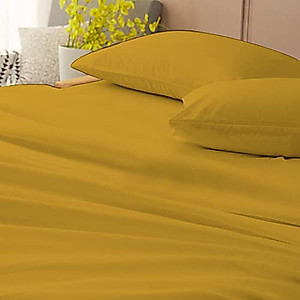 OnlineChoiceSheet 6 Piece Luxury Bedding Sheet Set Full Size 10 Inch Deep Pocket Bed Sheets 100% Egyptian Cotton, 1000 Thread Count (Gold)