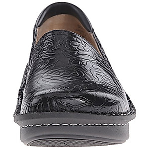 Alegria Debra Womens Professional Shoe Black Embossed Rose 7 M US