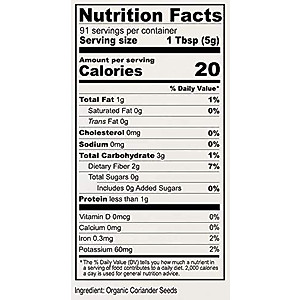 Anthony's Organic Coriander Seeds, 1 lb, Gluten Free, Non GMO, Non Irradiated, Keto Friendly