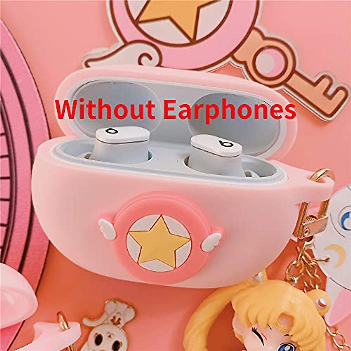 INHCH Compatible for Wireless Headphones Silicone Case Cover Cute Series for Beats Studio Buds Anti-Lost & Shockproof Easy Carrying Protective Case (Studio Buds,C)