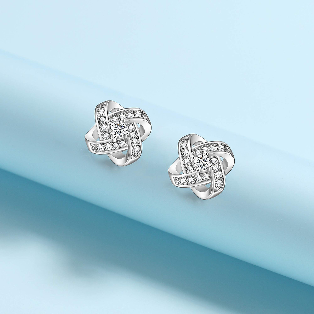 DHQH Bridesmaids Gift Set of 6 or 4 Stud Earrings Rose Gold Knot Bridesmaid Earring for Women I Couldn’t Tie a Knot Without You Wedding Proposal hypoallergenic Jewelry