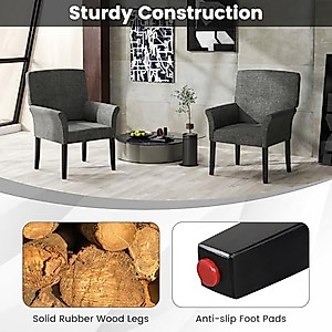 Giantex Office Waiting Room Chairs, Set of 2 Fabric Executive Guest Chair, Upholstered Reception Chair with Padded Arms, Backrest, Wood Legs, Guest Chairs for Meeting Room, Dining Room