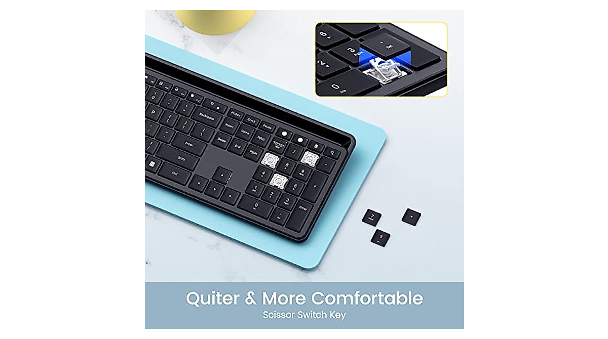 Veilzor Wireless Keyboard - Super Quiet Dual-System Layout Wireless ...