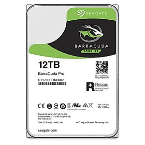 Seagate BarraCuda Pro Performance Internal Hard Drive SATA HDD 12TB 6GB/s 256MB Cache 3.5-Inch (ST12000DM0007)