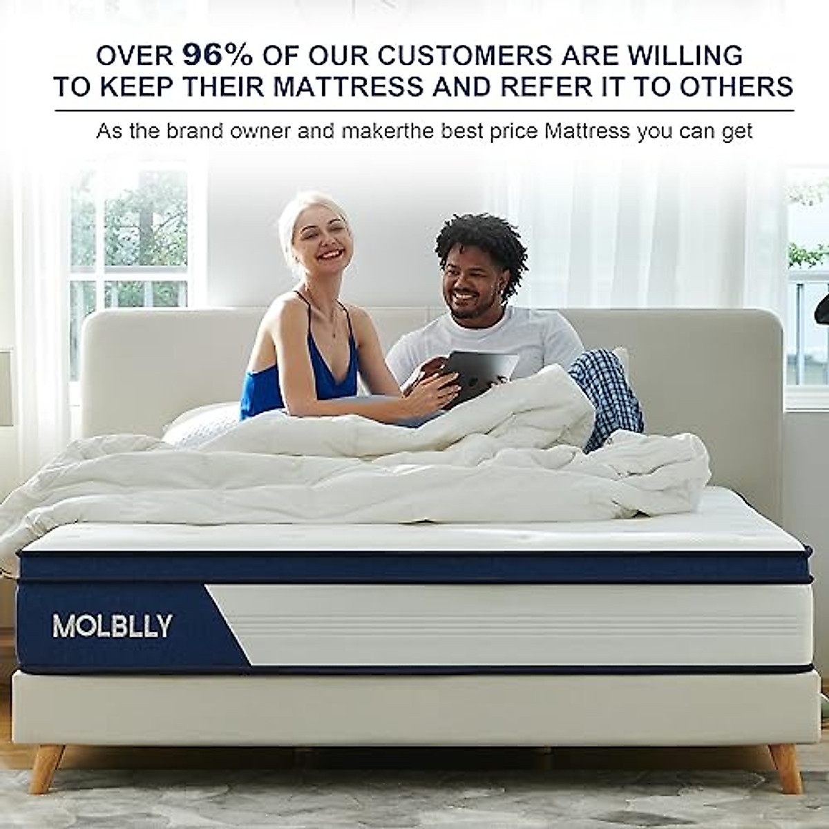 Molblly Full Mattress, 12 Inch Hybrid Mattress with Gel Memory Foam,Motion Isolation Individually Wrapped Pocket Coils Mattress,Pressure Relief,Back Pain Relief& Cooling Full Size Bed Mattress