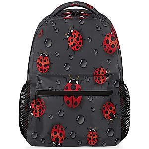 YPPAHHHH School Laptop Backpack Red Ladybugs for Girls Kids Boys Ladybugs Lightweight Bookbag Elementary College Travel Hiking Daypack Backpacks for Women Men