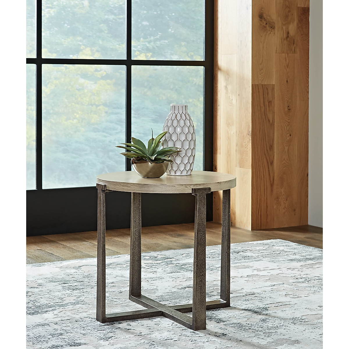Signature Design by Ashley Dalenville Industrial Round End Table, Gray