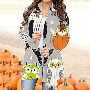 Halloween Cardigan Skeleton Plus Size Shirts Pumpkin Long Sleeve Sweater 2023 Fall Clothing Lightweight Front Open Tops