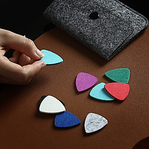 20 Pieces Felt Ukulele Picks,Felt Heart Shape Pick for Ukulele Guitar Bass with pick holder case (Multiple colors) (general, 10 mixed colors)