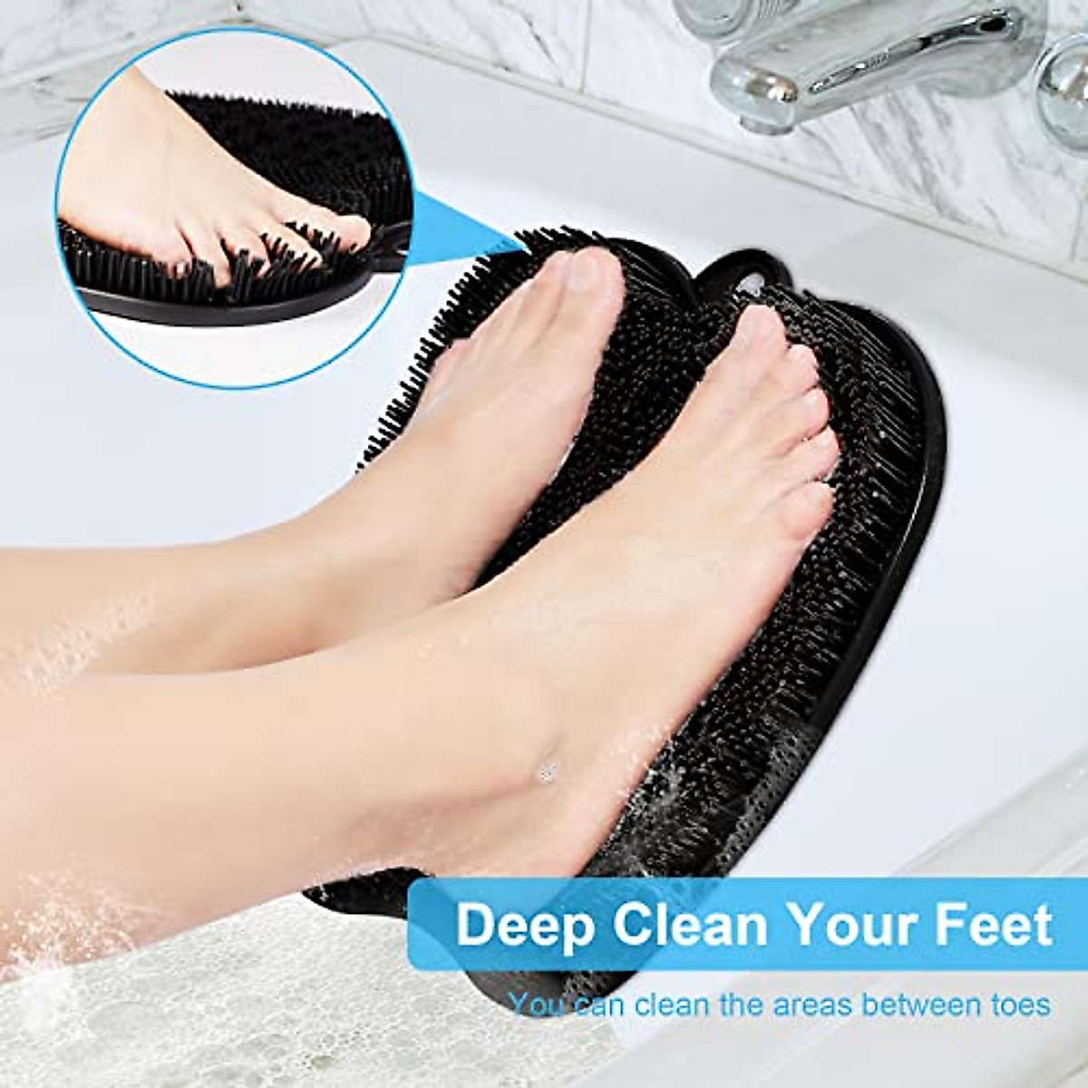 HONYIN XL Size Large Shower Foot Scrubber Mat - Cleans，Exfoliation，Massages Your Feet Without Bending, Foot Circulation & Relieve Tired Feet, Foot Scrubber for Use in Shower with Non-Slip Suction Cups