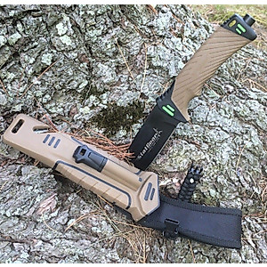 StatGear Surviv-All Fixed-Blade Bowie Knife with Sheath, Firestarter, Sharpener & Cord Cutter for Hunting Camping Outdoors Hiking EDC