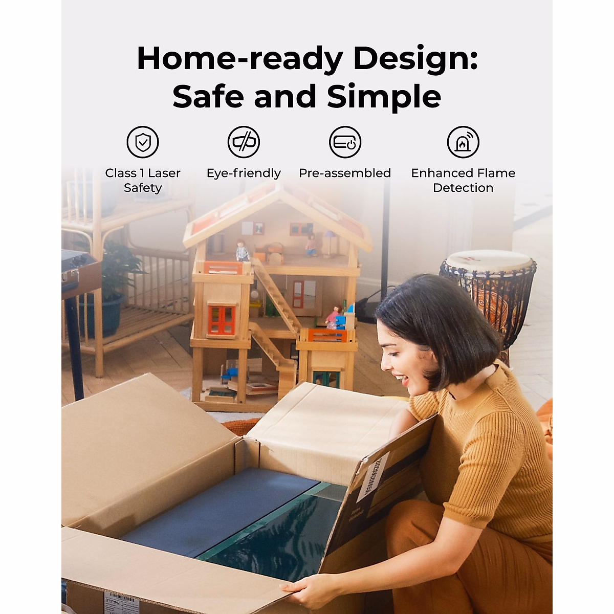 xTool S1 Laser Engraver and Cutter Machine, 23.93" x 15.16" Bed Size, Beginner-friendly, Class 1 Safety Laser Engravering Machine for Wood and Metal, Acrylic