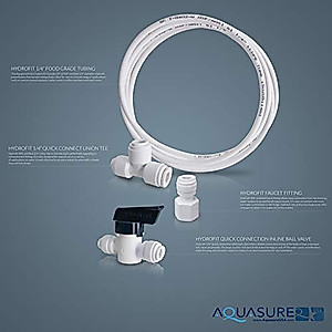 Aquasure Ice Maker Water Line Kit with Shut-Off Valve, 25’ Food Grade 1/4" Tubing, Quick Connect Fittings, Secure Locking Clips, Leak Free Design, US Customer Support, 1 Year Warranty