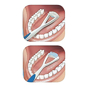 GUM - 760RB Dual Action Tongue Cleaner Brush and Scraper (Colors May Vary)