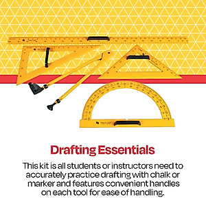 School Smart Drafting Tools Kit, Yellow, Set of 5