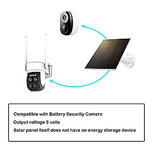 5W Solar Panel, IP 65 Waterproof 5V USB C and USB Micro Port for Security Cameras Wireless Outdoor, Compatible with Rechargeable Battery Security Camera