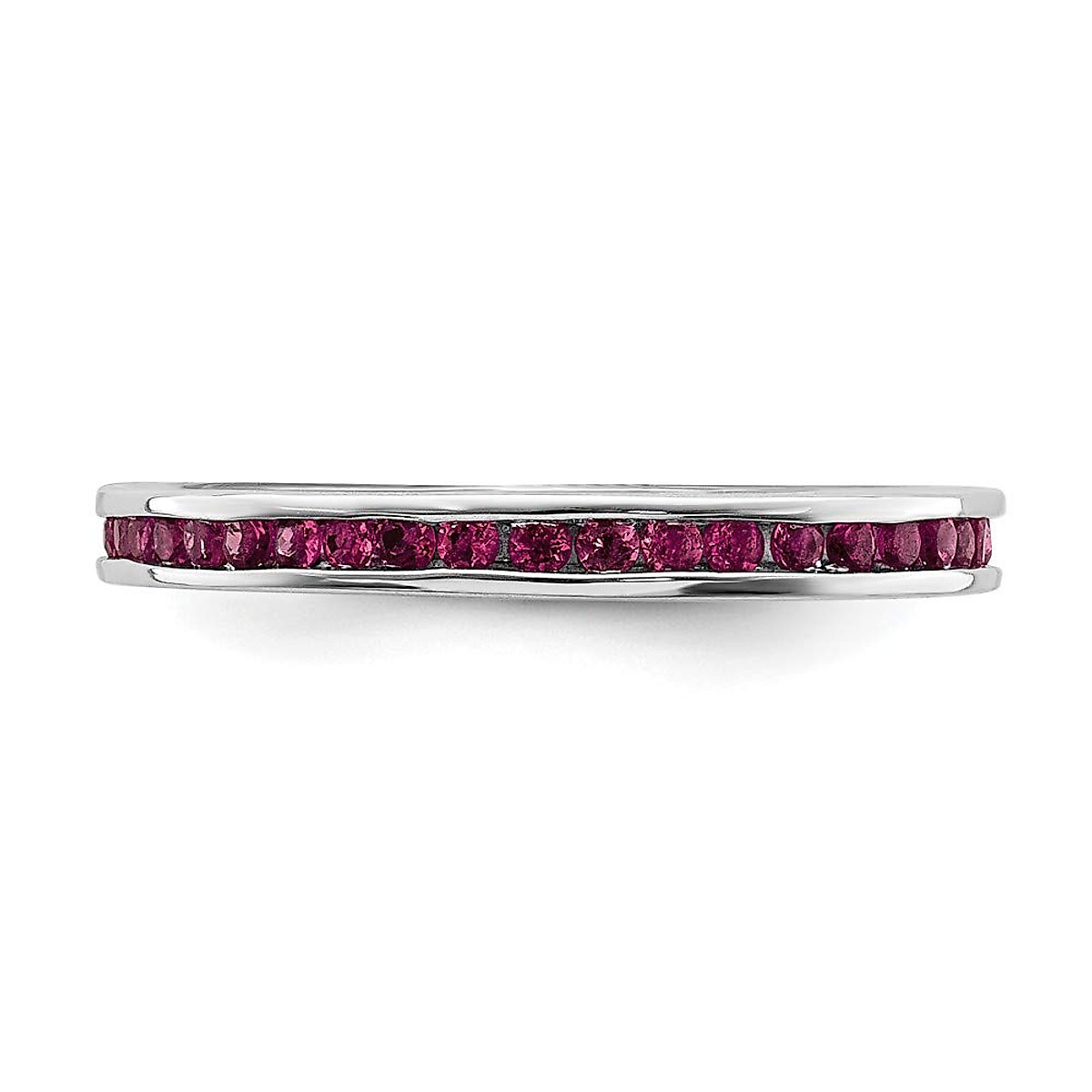 Solid 925 Sterling Silver Stackable Created Ruby Ring Eternity Band Size 9