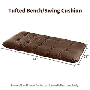 Famvos Tufted Bench Cushions for Patio Furniture, 44x19 inches Outdoor Patio Swing Cushions for Indoor/Outdoor Loveseat Chairs