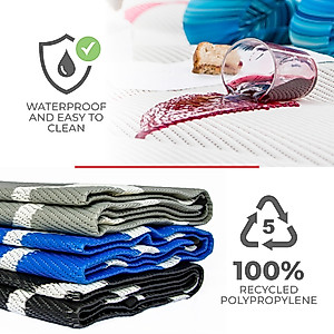 Mountain Mat Premium RV Patio Mat Size 8' x 16' Made from Recycled Plastic for Camping - Thick 5 mm Heavy Duty, Waterproof, Reversible Rugs Recycled Polypropylene (8' x 16', Black)