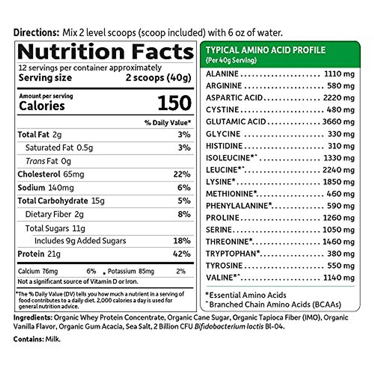 Garden of Life Whey Protein Powder Unflavored - 21g Certified Organic Grass Fed Protein for Women & Men + Probiotics, 12 Servings - Stevia Free, Gluten Free, Lightly Sweet from Organic Cane Sugar