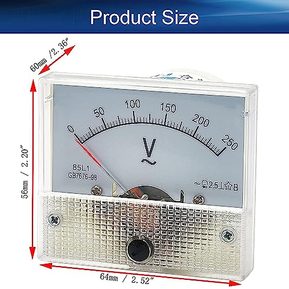 Heyiarbeit AC 0-250V Analog Panel Voltage Gauge 85L1 Volt Meter for Voltage Measurement Devices 1Pcs
