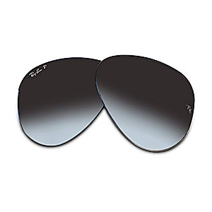 Ray-Ban Original AVIATOR LARGE METAL RB3025 58MM Crystal Blue Gradient Grey Polarized Replacement Lenses For Men For Women + BUNDLE with Designer iWear Complimentary Care Kit