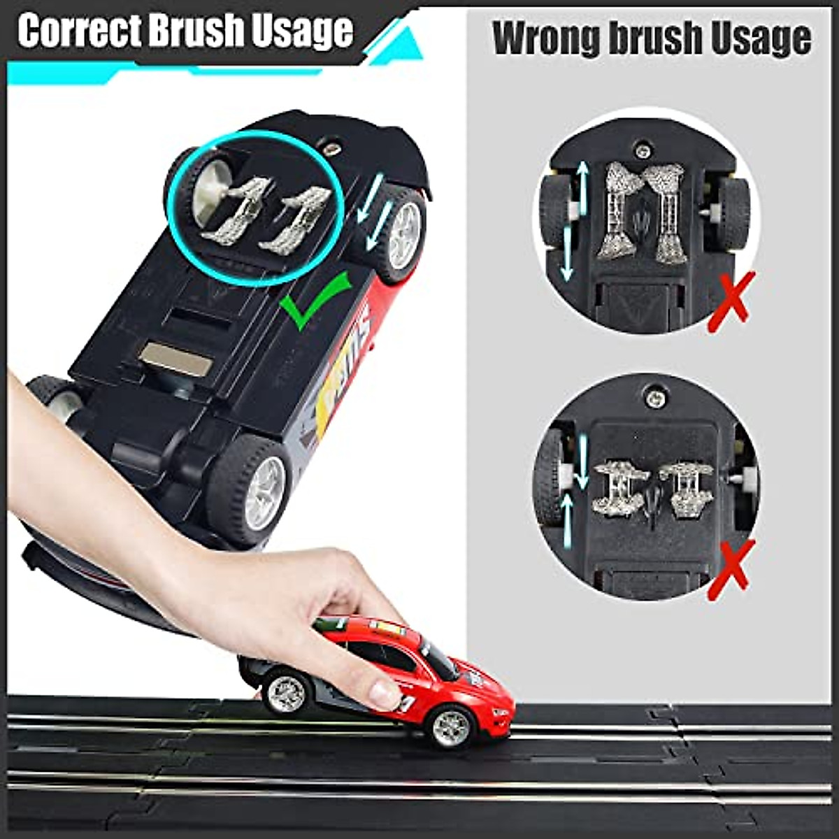 Electric Racing Tracks for Boys and Kids Including 4 Slot Cars 1:43 Scale with Headlights and Dual Racing, Race Car Track Sets with 2 Hand Controllers, Gift Toys for Children Over 8 Years Old