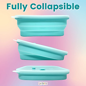 SiliStorage Set of Three Rectangular Collapsible Food Storage Containers with Airtight Flexible Lids - BPA Free, Compact, Oven, Microwave and Freezer Safe (Round Set)