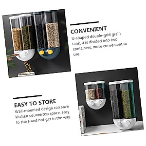 CIYODO 1pc Mounted Wall- Sugar Grain Household Capacity Kitchen Dry Rise Tea Flour Dispenser Storage Home Containers Double Seasoning Container Canister Restaurant Countertop Food