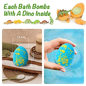 HOTLAKE Dinosaur Bath Bombs Gift Set,16 Pack Organic Bath Bomb for Kids with Toys Surprise Inside. Natural Dino Egg Bathbombs Kit for Christmas or Birthday Gift for Girls and Boys