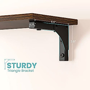 EZFurni Set of 3 Wider Floating Shelves, Wall Mounted Shelves for Wall Decor, Solid Wall Shelves for Bedroom, Customized Floating Shelves Bathroom, Kitchen, Versatile Wood Shelves, Rustic Brown