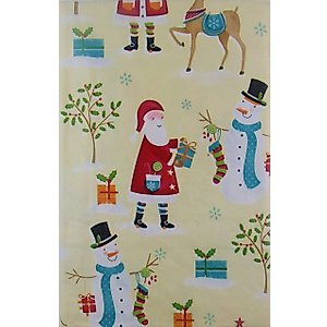 Santa's Christmas Day Vinyl Flannel Back Tablecloth (60" x 84" Oblong)