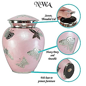 Custom Engraved Pink Butterfly Medium Cremation Urn
