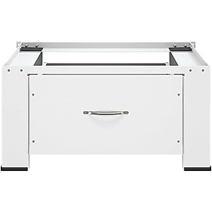 vidaXL Heavy-Duty Steel Washing Machine Pedestal with Storage Drawer - White, Suitable for All Standard Washing Machines and Dryers, Non-Slip and Scratch Protection Design