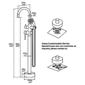 Freestanding Tub Filler Bathtub Faucet Brushed Gold Floor Mounted Brass Faucets with Handheld Shower
