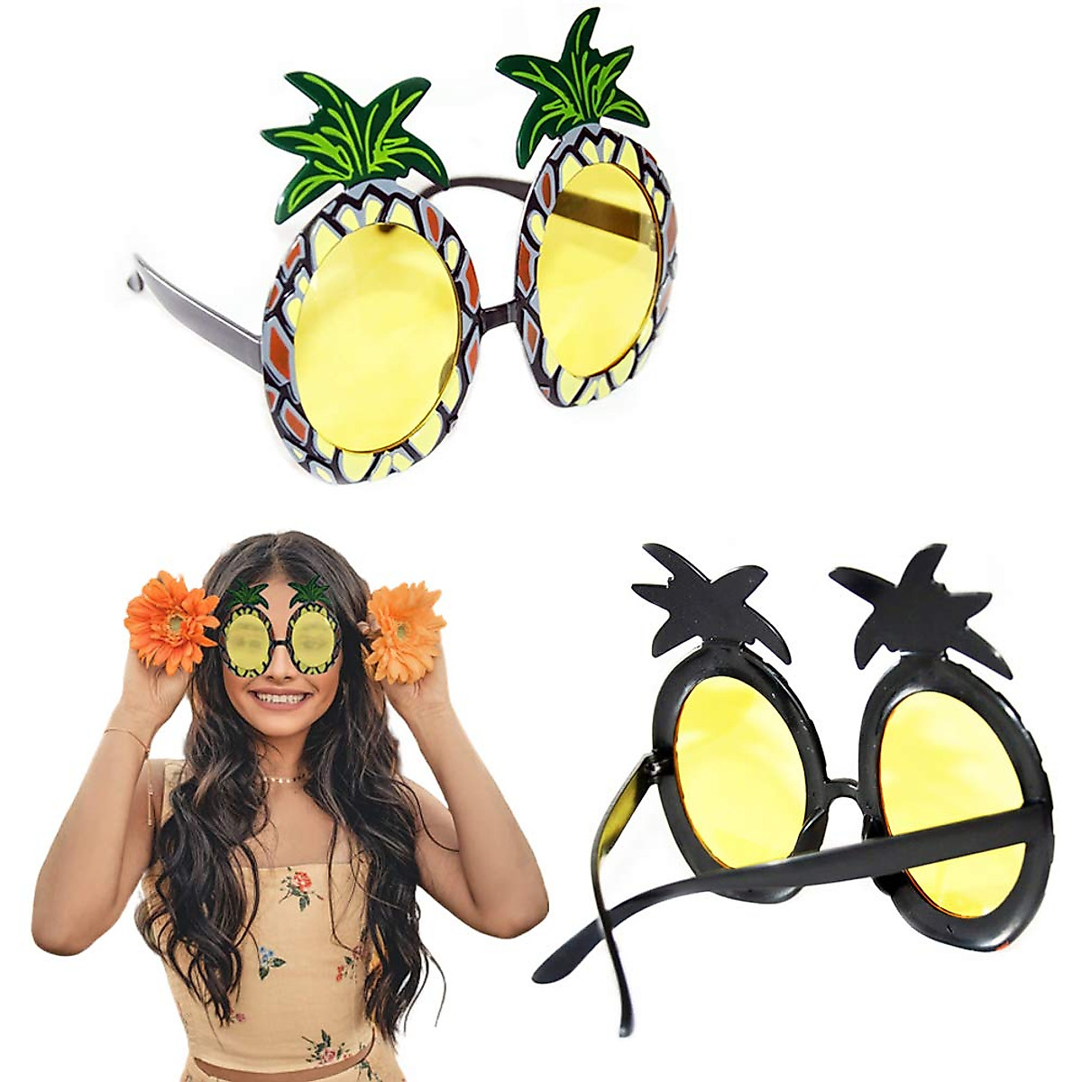 Funny Sunglasses,Novelty Party Sunglasses, Creative Funny Sunglasses, Funny Hawaiian Tropical Sunglasses,Luau Fancy Dress Party Supply, Hawaii Themed Sunglasses,Beach Photo Booth Props(8 Pack)