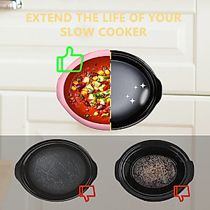 2 Pack Silicone Slow Cooker Liners fit 6-8 QT Crockpot, Reusable/Heat-resistant/Leakproof/Portable Crock Pot Liners, BPA Free, Dishwasher Safe Slow Cooker Liners fit for 6-8 QT (Pink+Yellow)