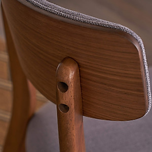 Christopher Knight Home Abrielle Mid-Century Modern Fabric Dining Chairs with Natural Walnut Finished Rubberwood Frame, 2-Pcs Set, Dark Grey / Natural Walnut