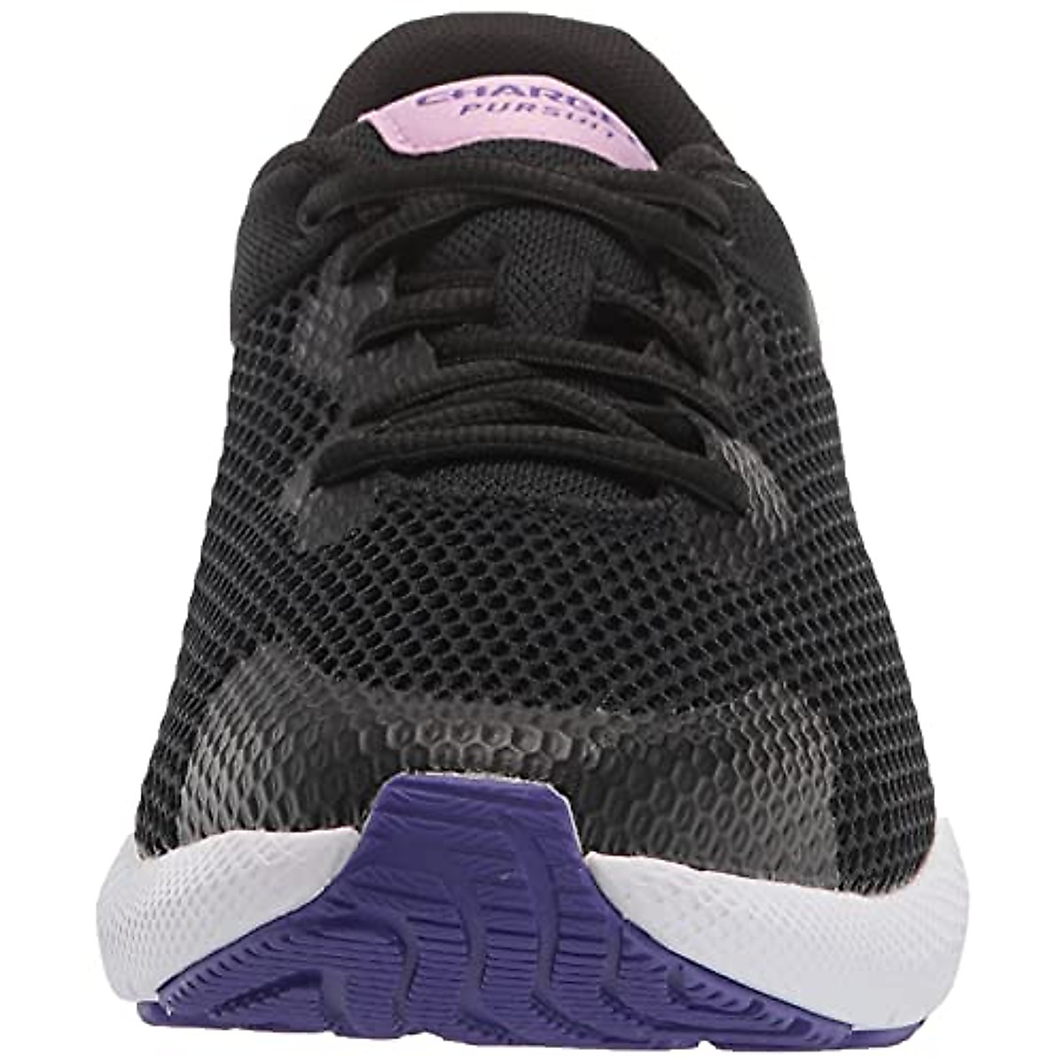 Under Armour Womens Grade School Charged Pursuit 2 Bl Running Shoe, Black/White, 5 Big Kid US