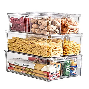 Fridge Organizers and Storage Clear, Fruit Containers for Fridge Stackable Organizers with Lid, Plastic Vegetable Refrigerator Organizer Bins, Freezer, Kitchen Organization and Storage, 7 Pcs/Set