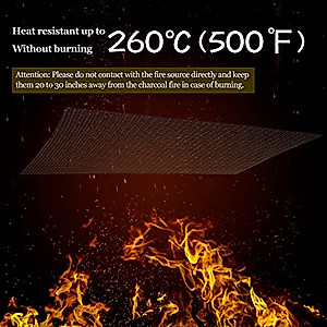 OSVINO Black Grill Mesh Mat 5 Pack Non-stick BBQ Grilling Sheet Liners 16"x12" Reusable Outdoor Barbecue Accessories Works on Gas Charcoal Electric Grill